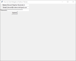How to Grid Widgets in Python Tkinter