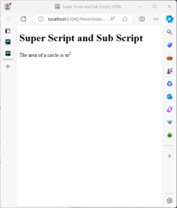 HTML Super Script and Sub Script
